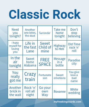 Classic Rock Bingo