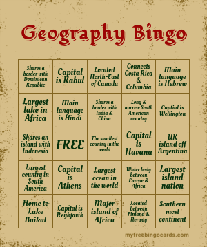 Geography Bingo