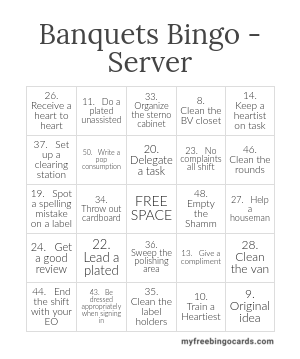 Banquets Bingo - Server