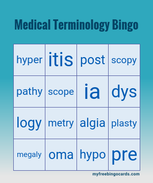 Medical Terminology Bingo