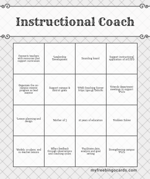 Print 100+ Instructional Coach Bingo Cards