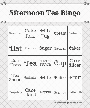 Afternoon Tea Bingo