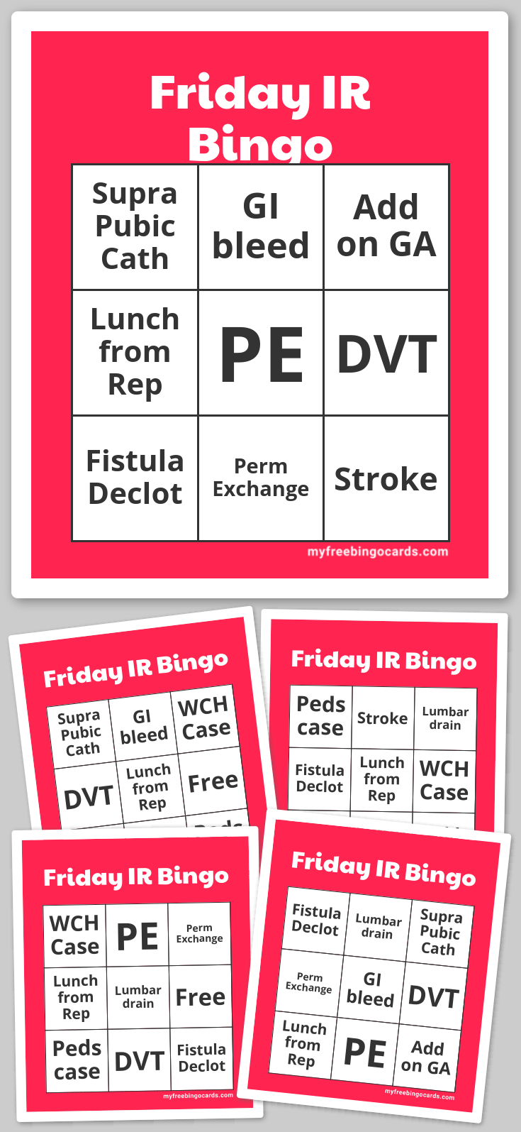 Virtual Friday IR Bingo