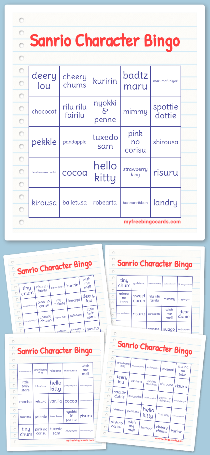 Virtual Sanrio Character Bingo