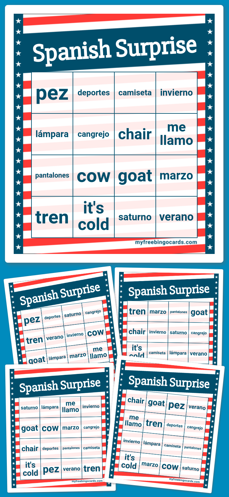 Virtual Spanish Surprise Bingo