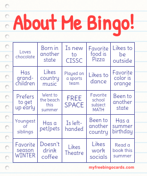 About Me Bingo!