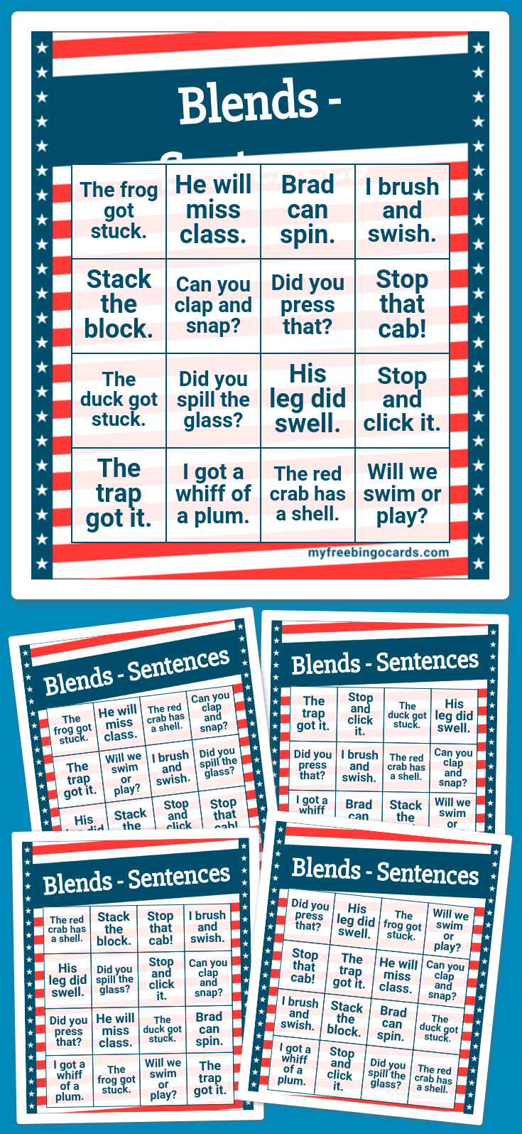 Virtual Blends - Sentences Bingo