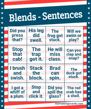 Blends - Sentences Bingo