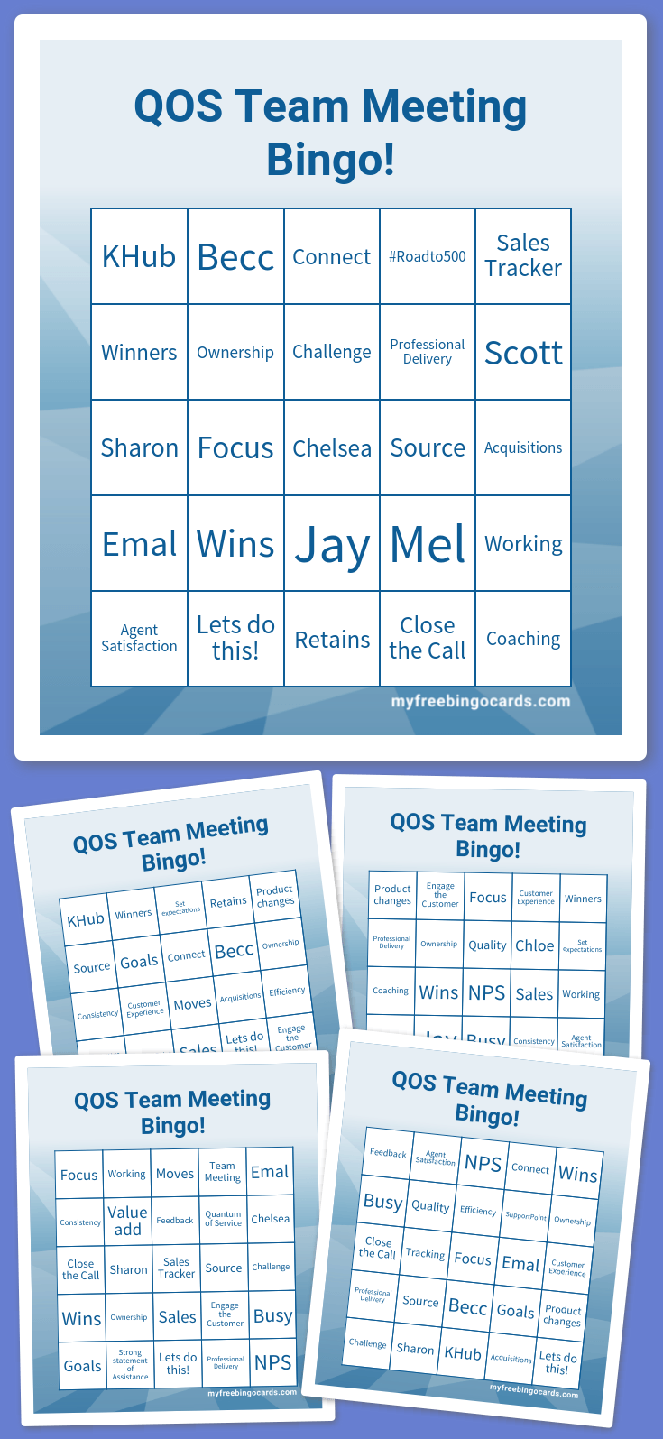 Virtual QOS Team Meeting Bingo!