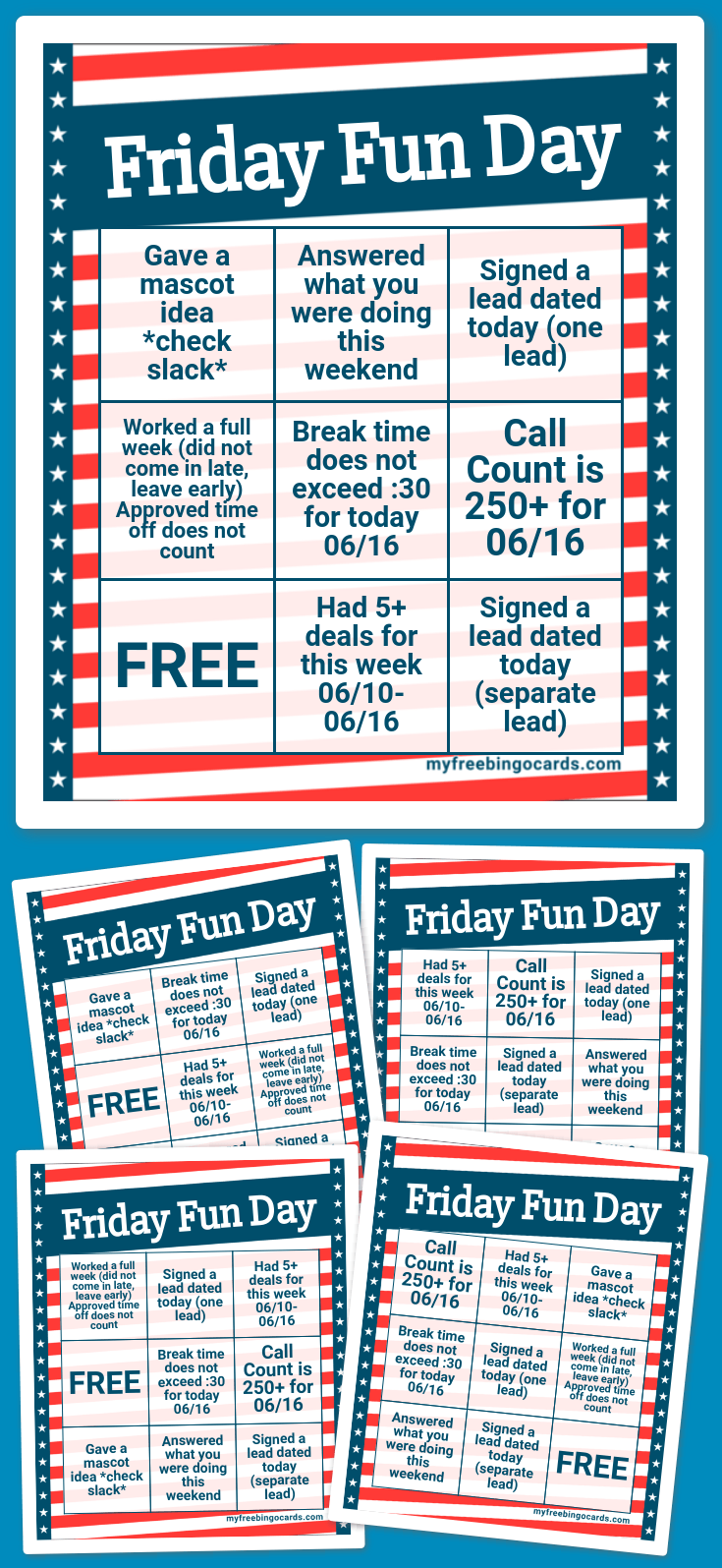 Virtual Friday Fun Day Bingo