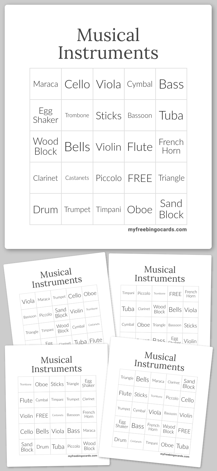 Virtual Musical Instruments Bingo