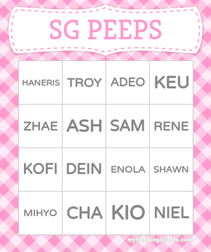 SG PEEPS BINGO