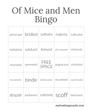 Of Mice and Men Bingo