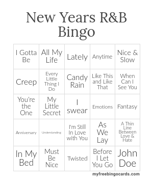 New Years R&B Bingo