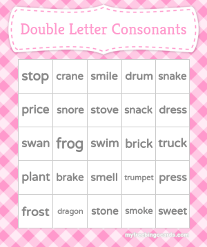 Double Letter Consonants Bingo