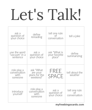 Let's Talk! Bingo