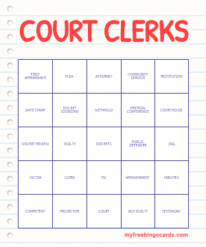 COURT CLERKS BINGO