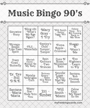 Music Bingo 90's