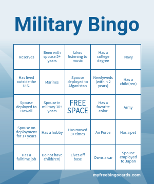 Print 100+ Military Bingo Cards