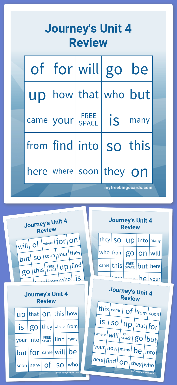 Virtual Journey's Unit 4 Review Bingo