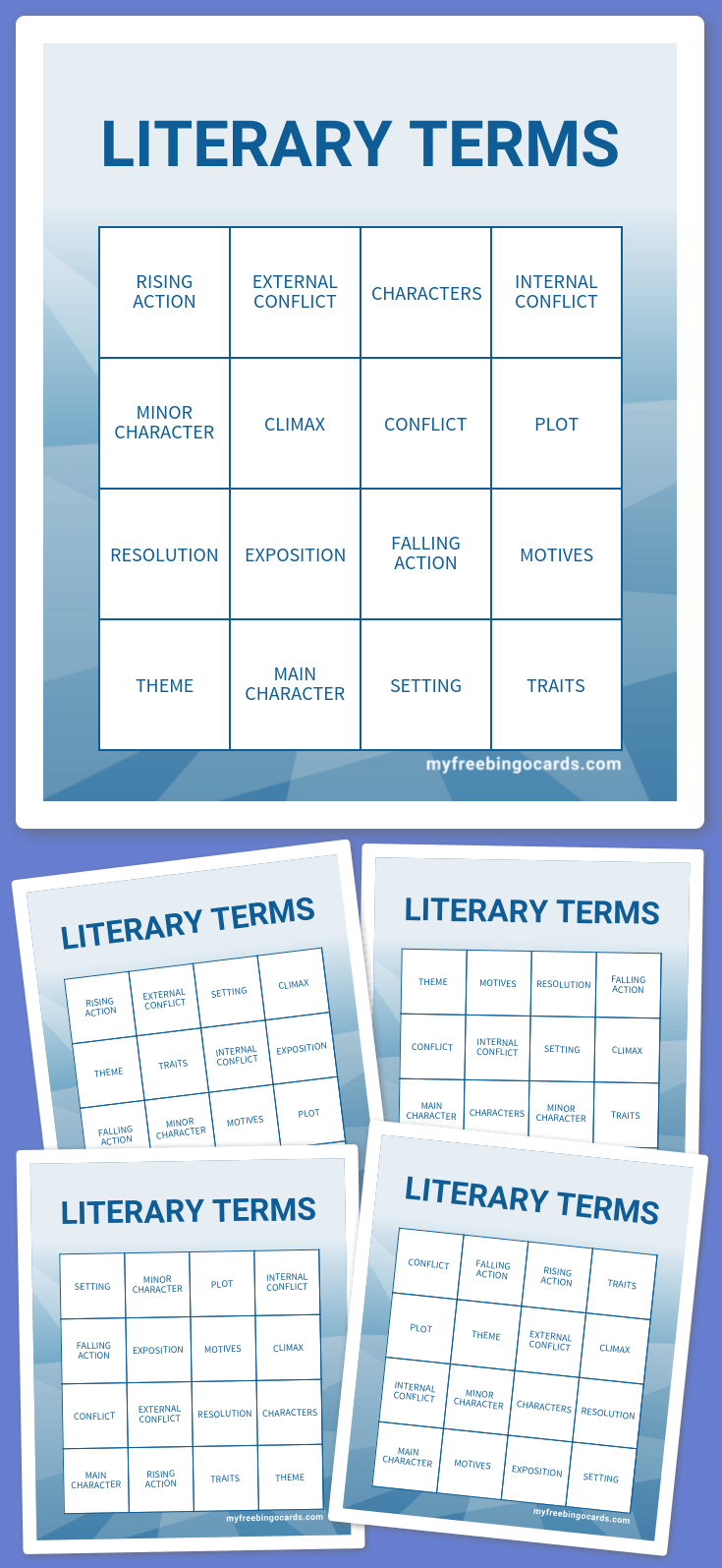 Virtual LITERARY TERMS BINGO