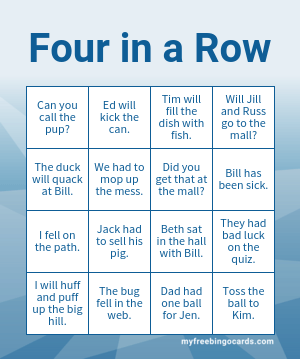 Print 100+ Four in a Row Bingo Cards