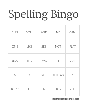 Spelling Bingo
