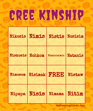 Cree KInship Bingo