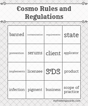 Cosmo Rules and Regulations Bingo