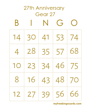 27th Anniversary Gear 27 BINGO