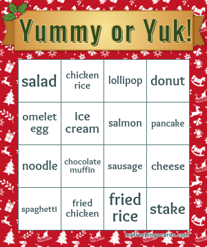 Yummy or Yuk! Bingo