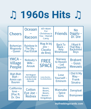 1960s Hits ♫ Bingo