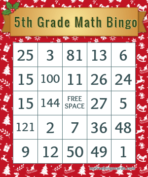 5th Grade Math Bingo
