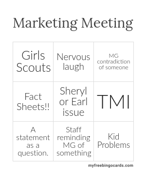 Marketing Meeting Bingo