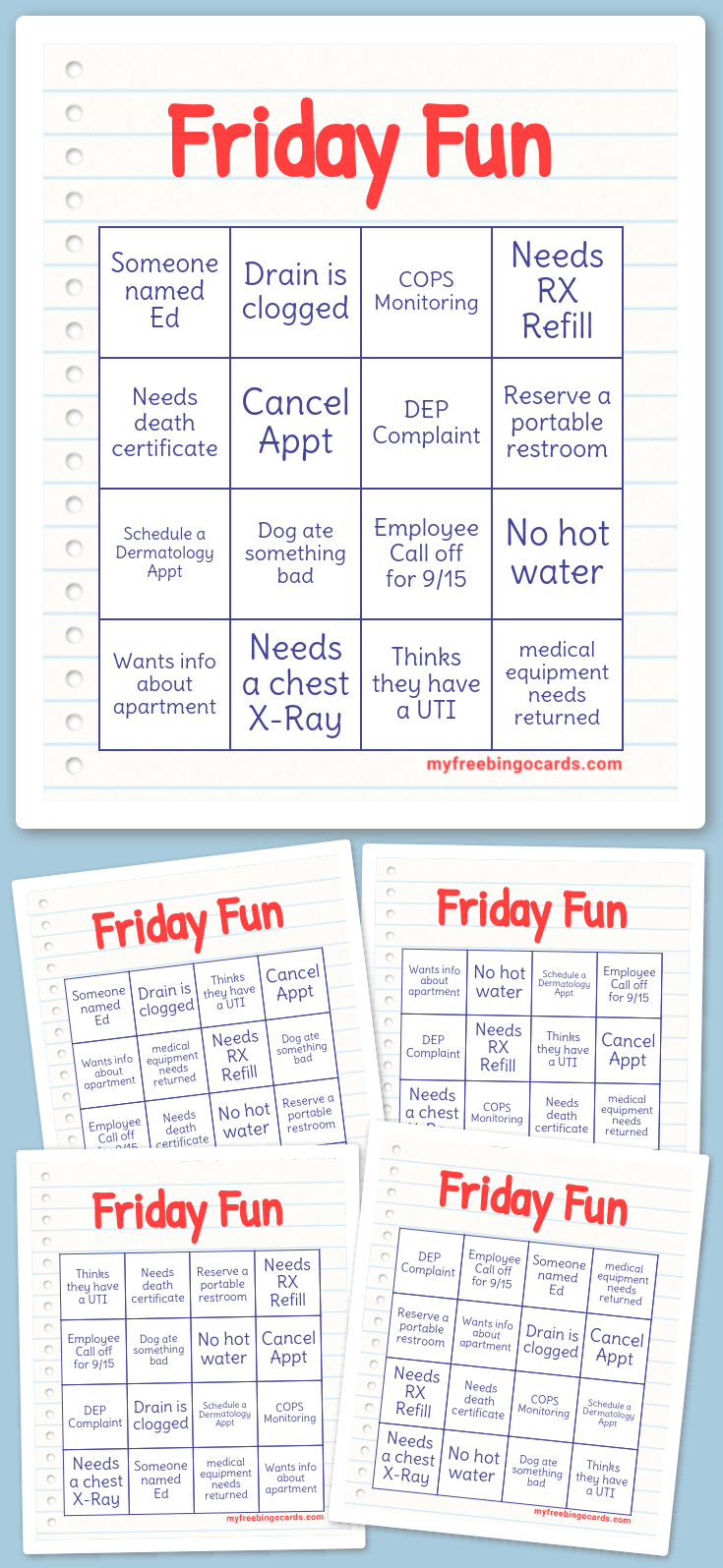 Virtual Friday Fun Bingo