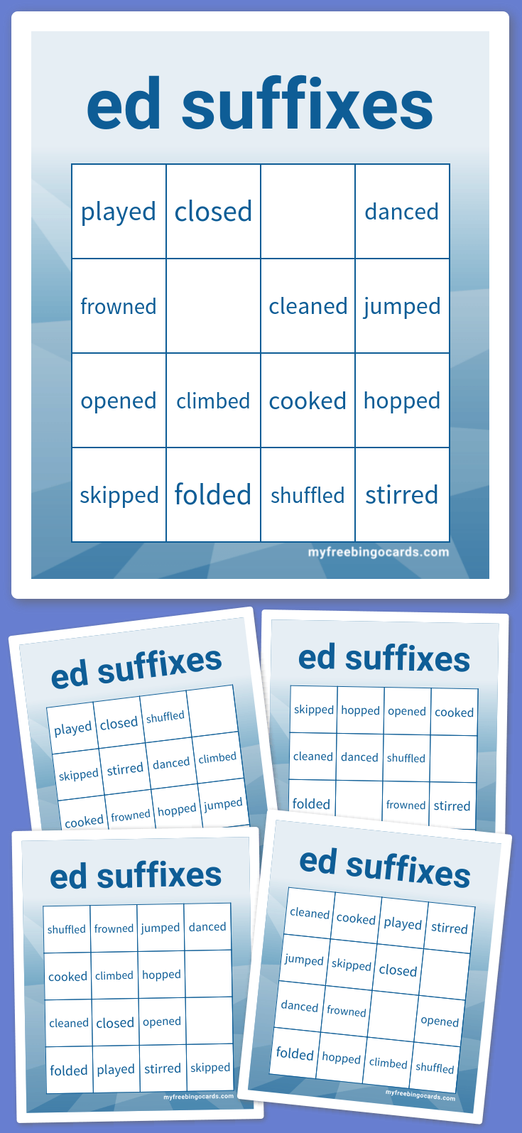 Virtual ed suffixes bingo