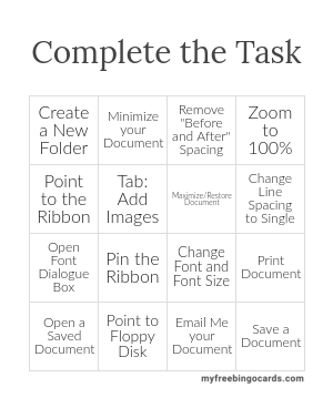 Complete the Task Bingo