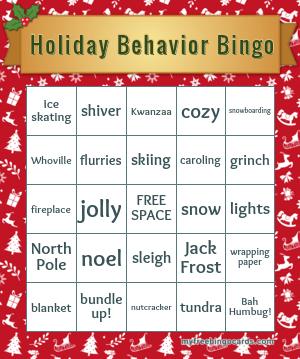 Holiday Behavior Bingo