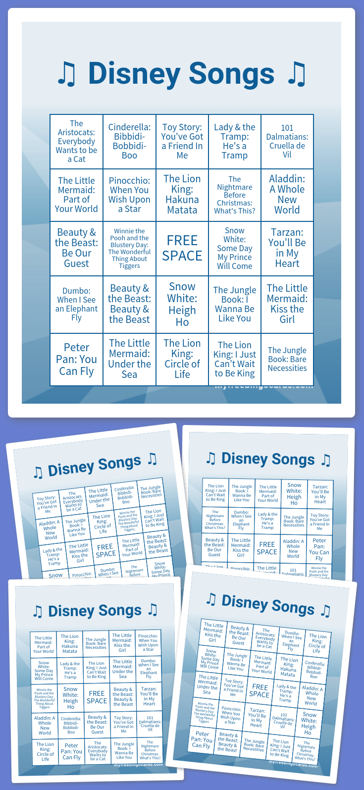 Virtual ♫ Disney Songs ♫ Bingo
