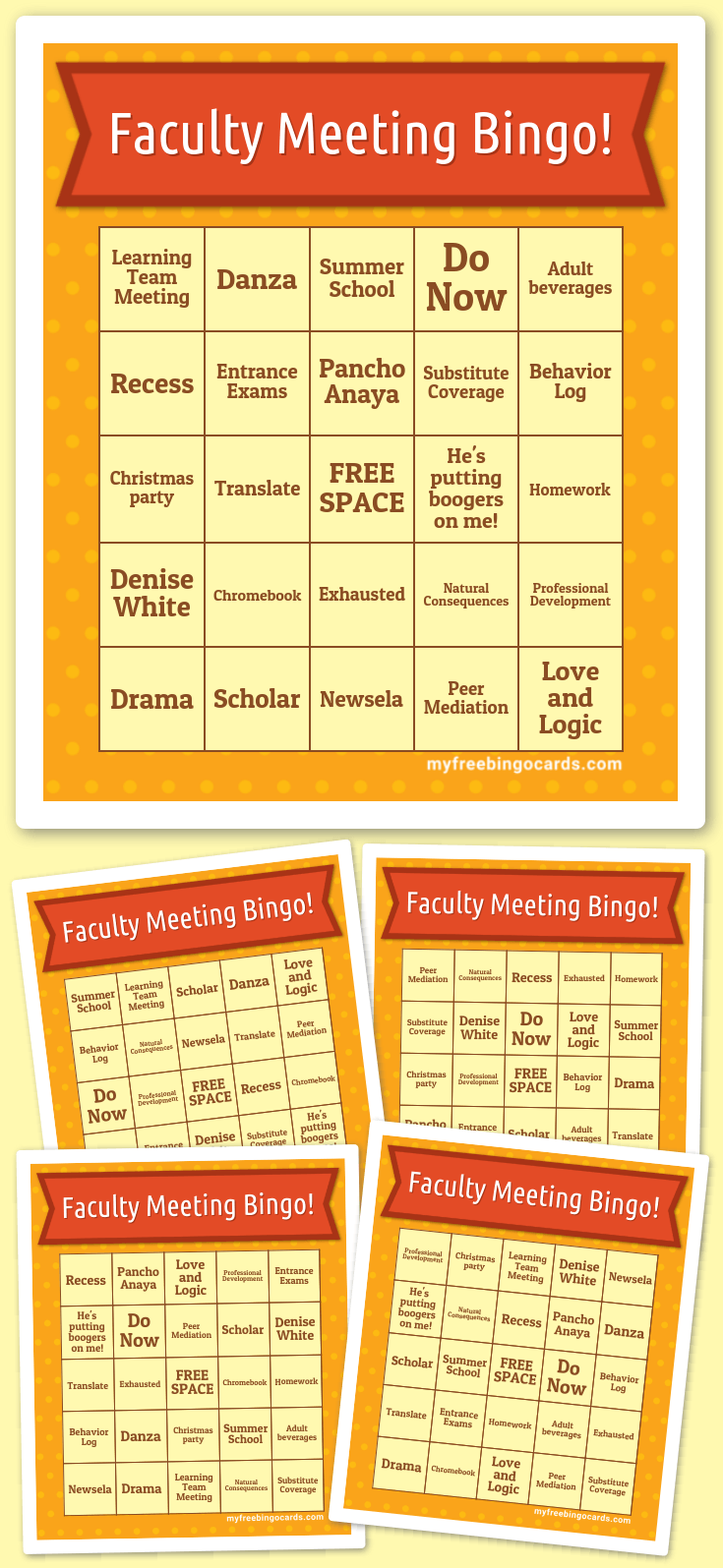 Virtual Faculty Meeting Bingo!