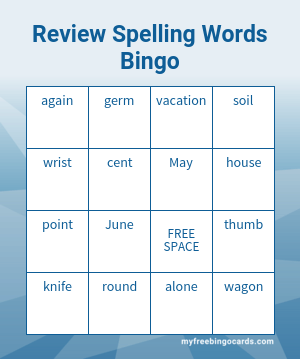 Print 100+ Review Spelling Words Bingo Cards