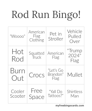 Rod Run Bingo!