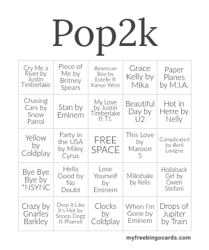Pop2k Bingo