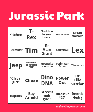 Jurassic Park Bingo