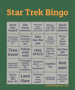Print 100+ Star Trek Bingo Cards