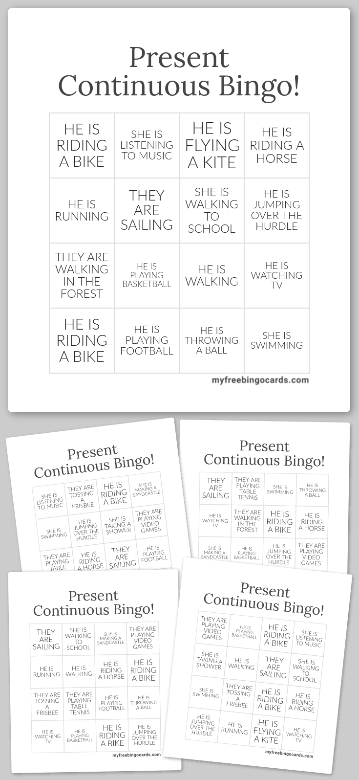 Virtual Present Continuous Bingo!