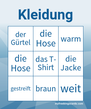 Kleidung Bingo