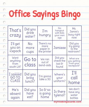 Office Sayings Bingo