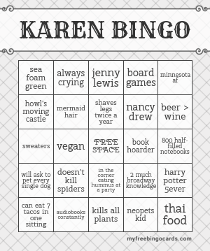 PRINT 100+ KAREN BINGO CARDS