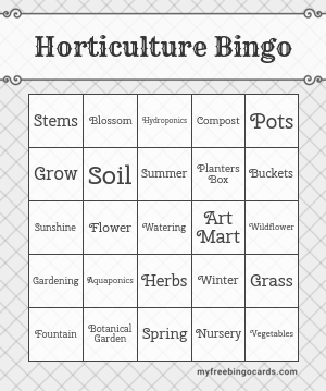 Horticulture Bingo